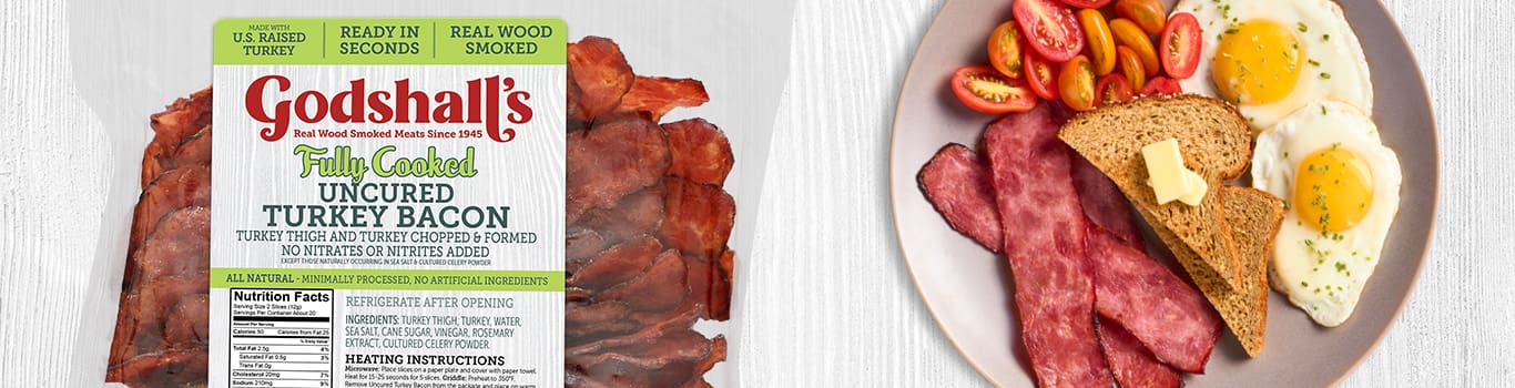 Fully Cooked Uncured Turkey Bacon (40 Count Buffet Style) - Godshalls ...